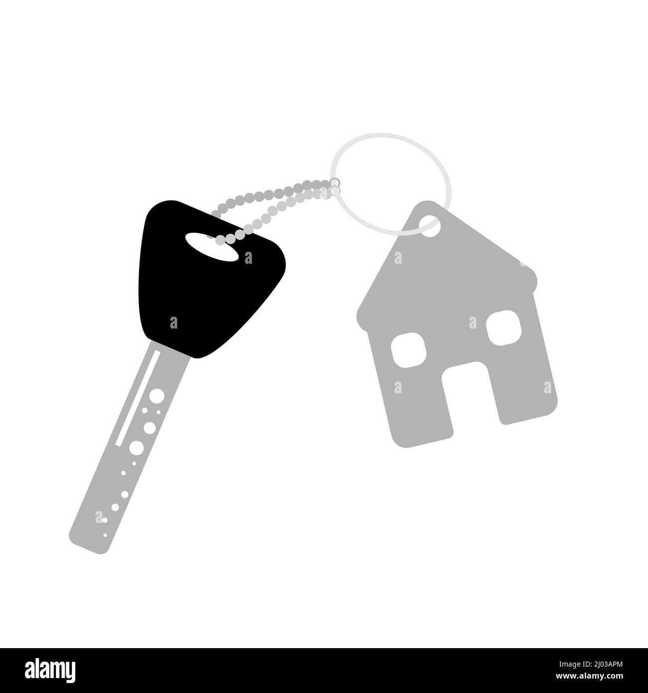 House keys with house shaped key chain isolated on white background ...