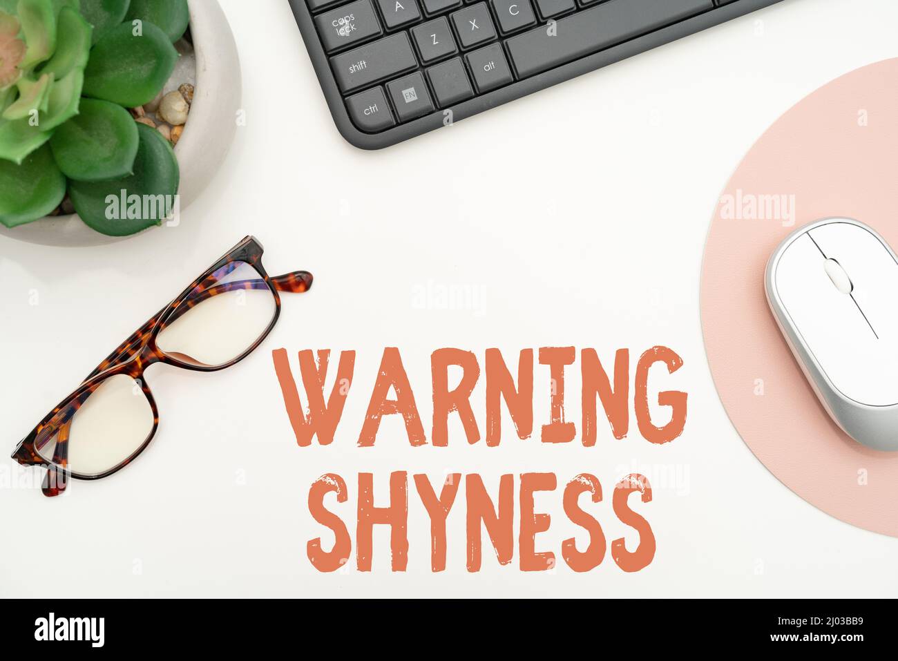 Conceptual Display Warning Shyness Internet Concept Warning Shyness Office Supplies Over Desk
