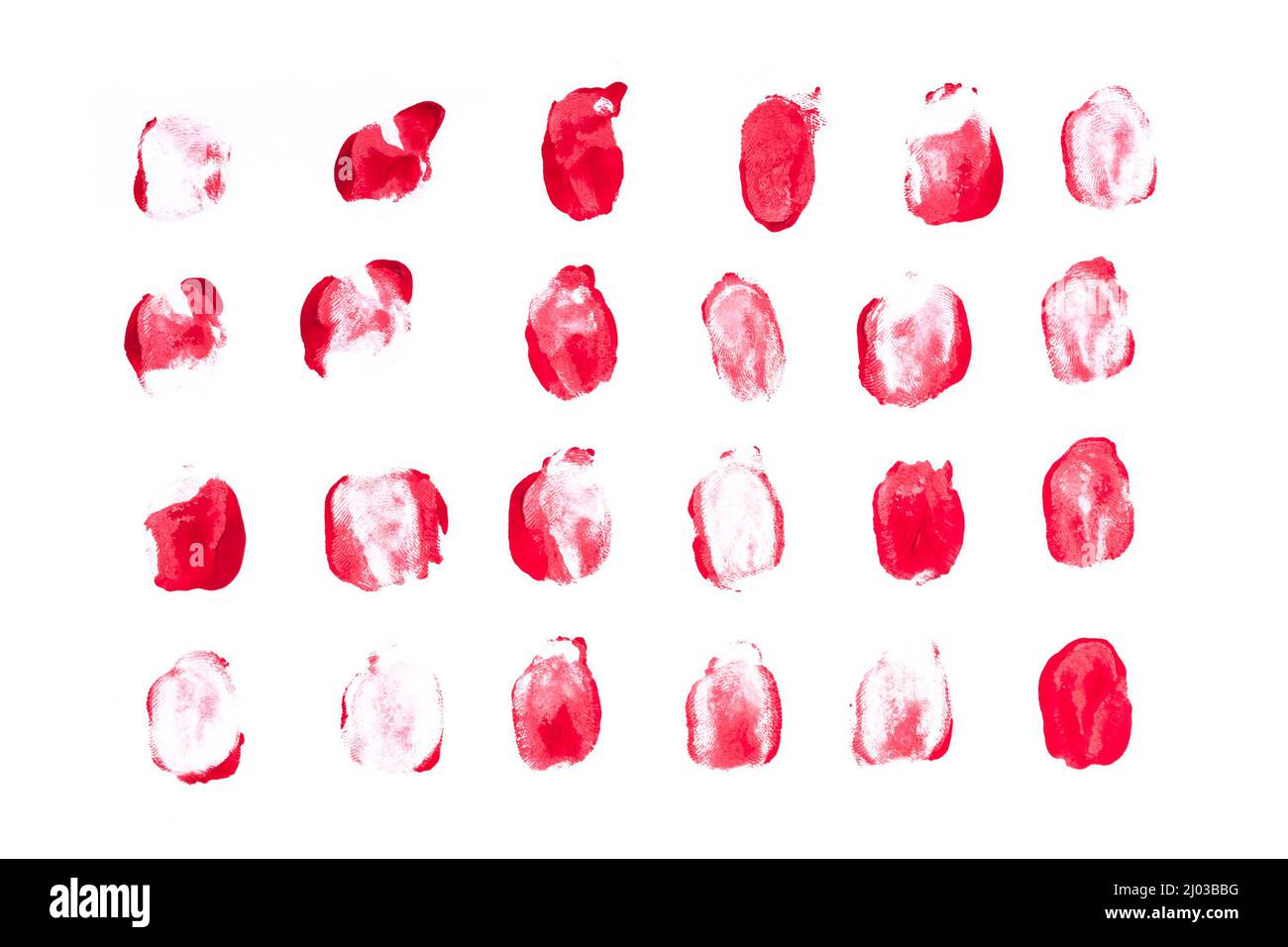 red color fingerprints isolated on white background. High quality photo ...