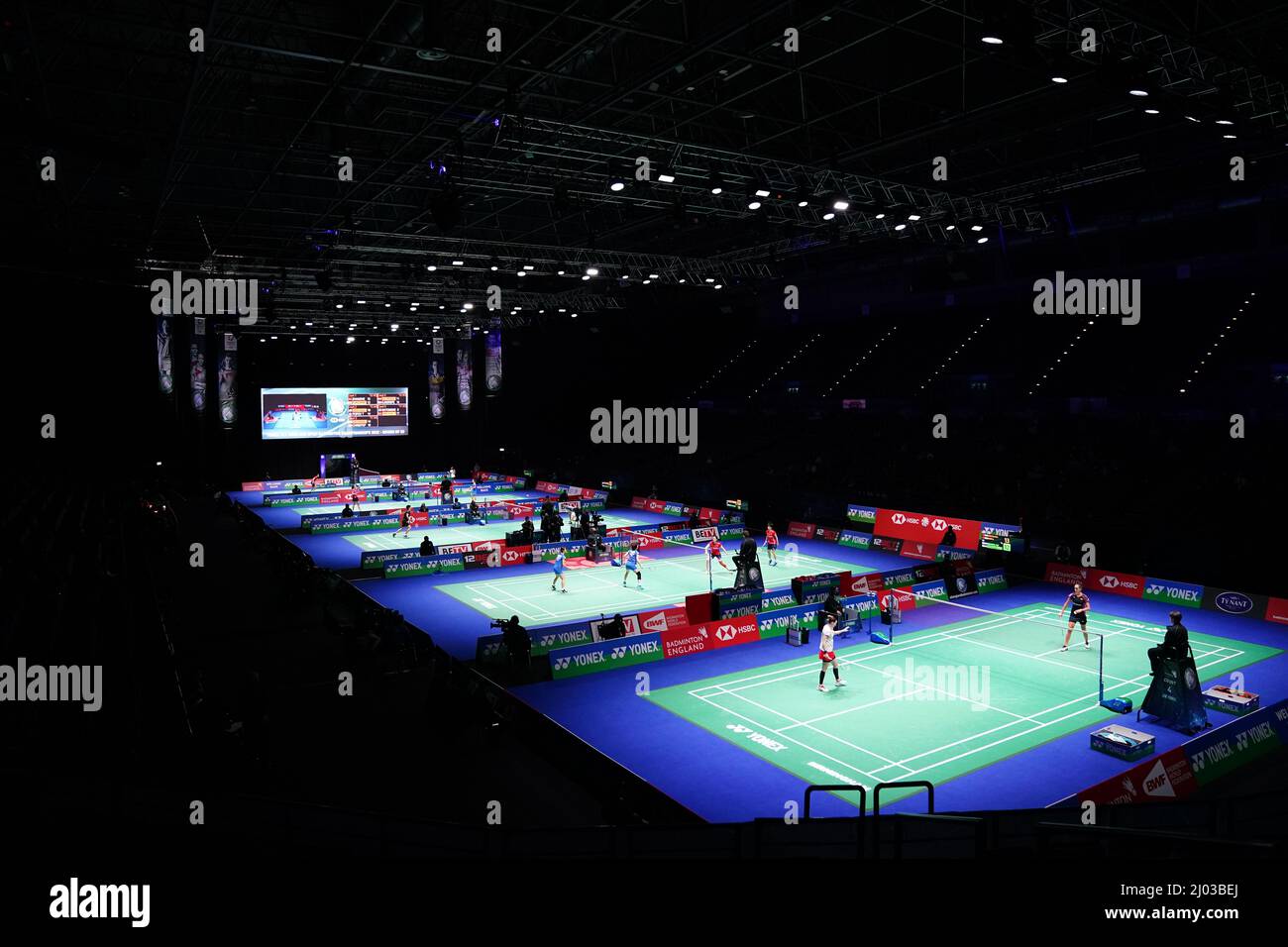 A general view inside of the arena during day one of the YONEX All ...
