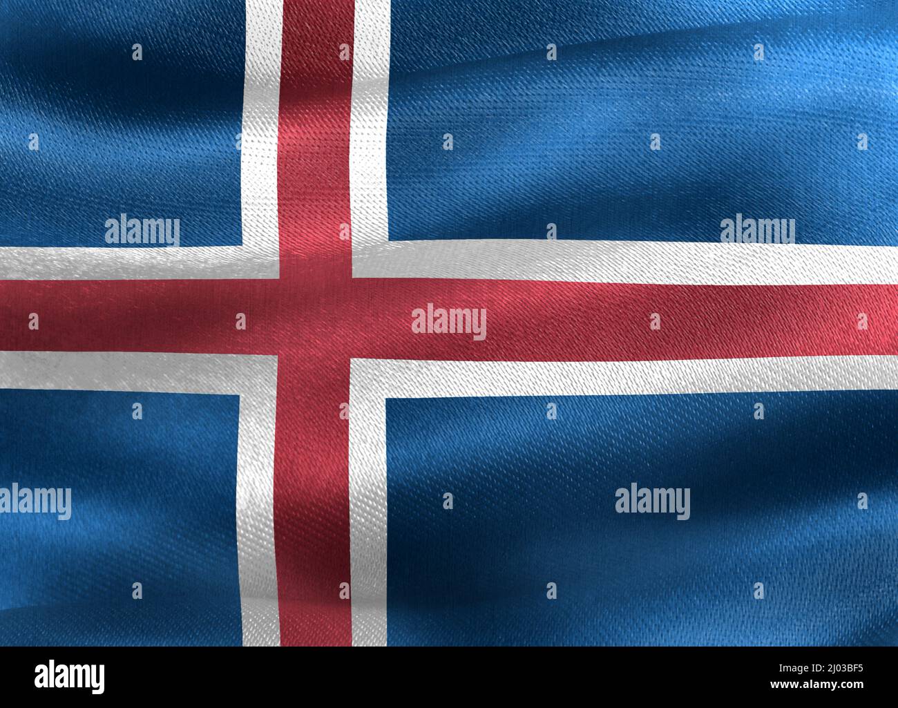 3d rendering flag of Iceland with realistic waving fabric surface Stock ...