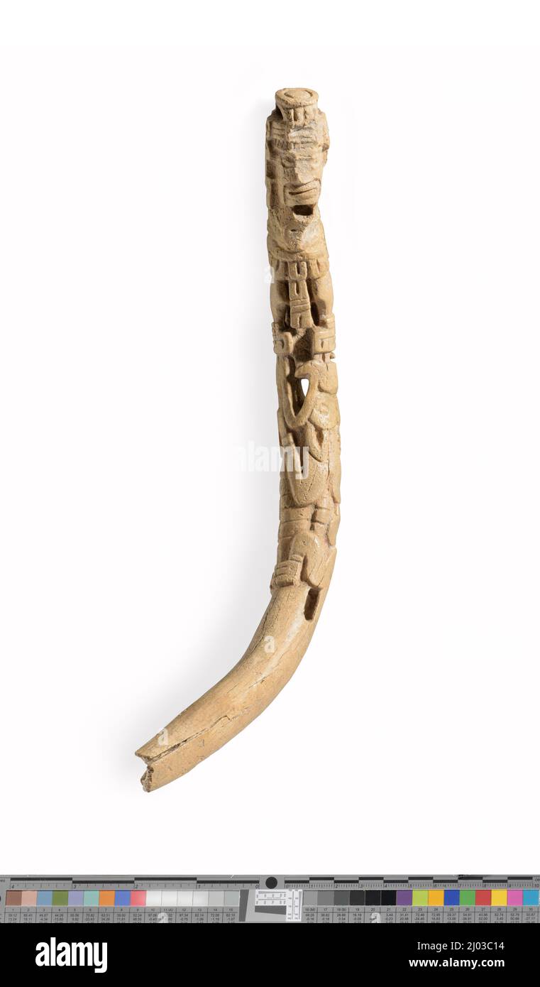 Carved Manatee Rib with Figure Emerging from Crocodile. Mexico ...