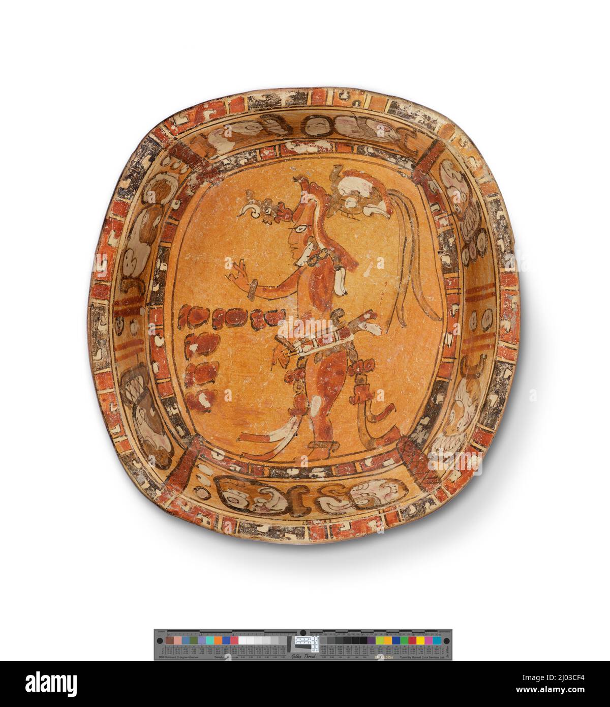 Squared Plate with Maize God. Guatemala, Petén, Petexbatún region, Maya ...
