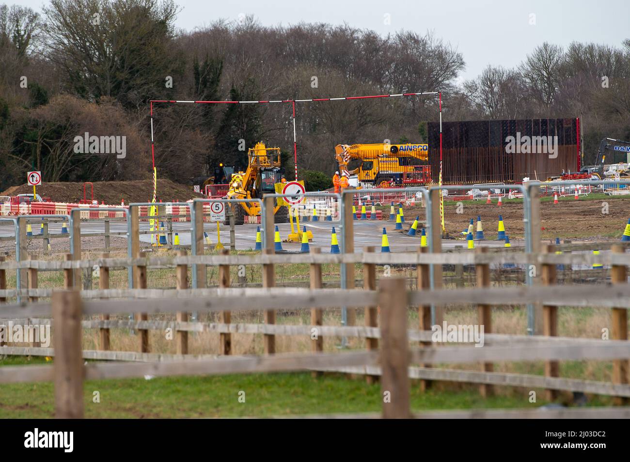 Wendover, Buckinghamshire, UK. 15th March, 2022. Construction work by ...