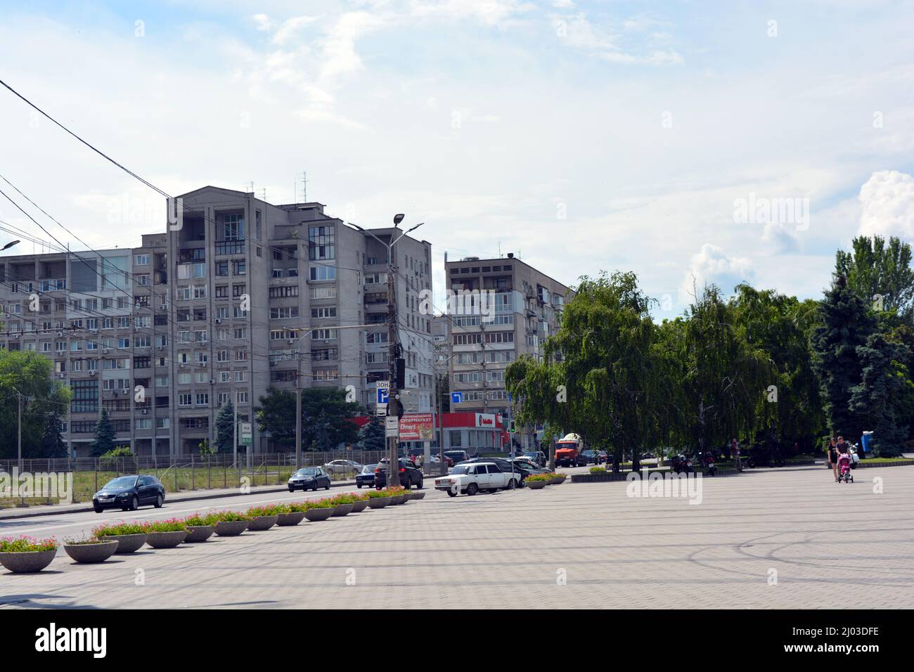 Unusual bright real estate, beautiful multi-storey colorful buildings ...