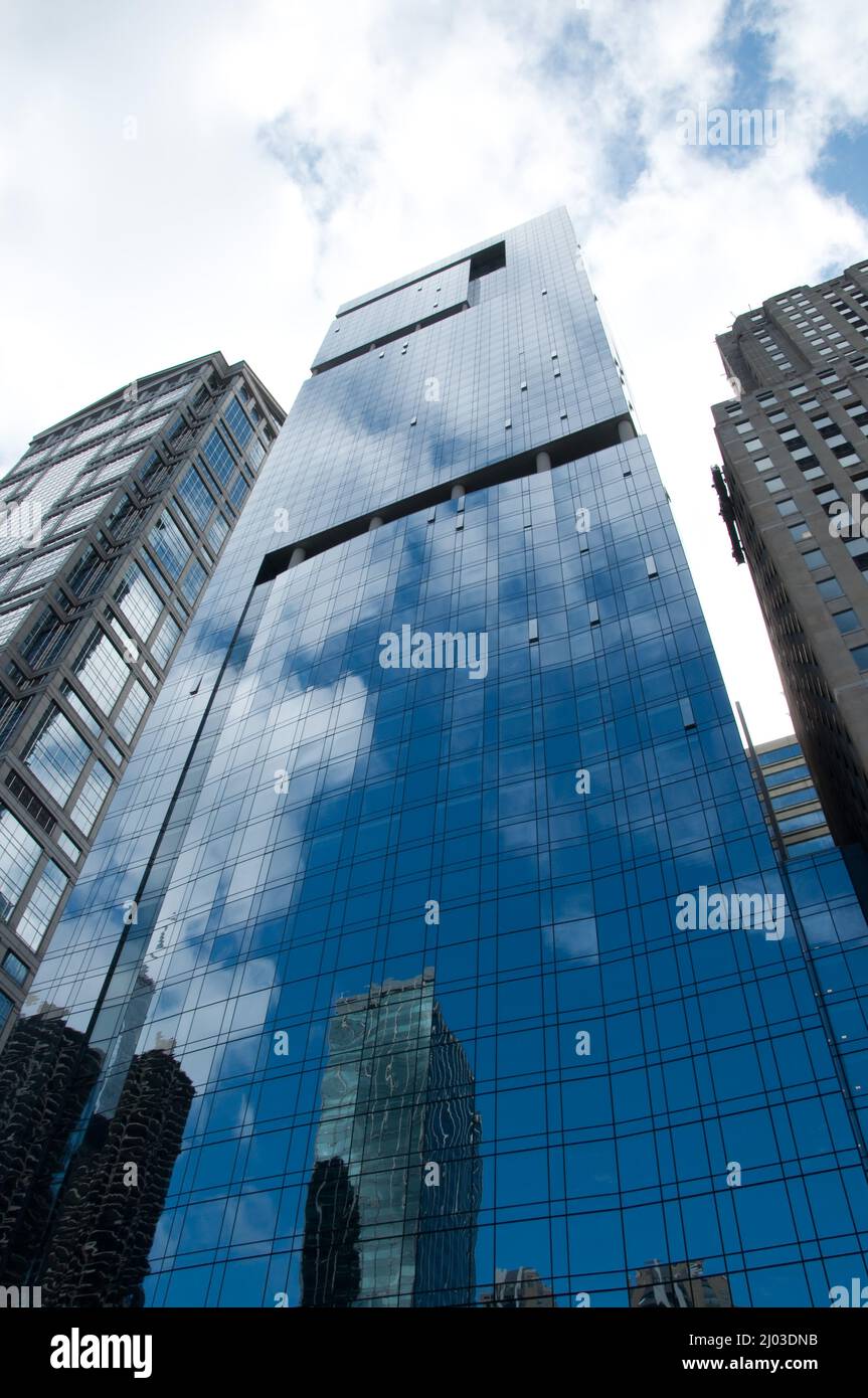 Skyscrapers, Chicago, Illinois, USA. Reflections in the glass of the ...
