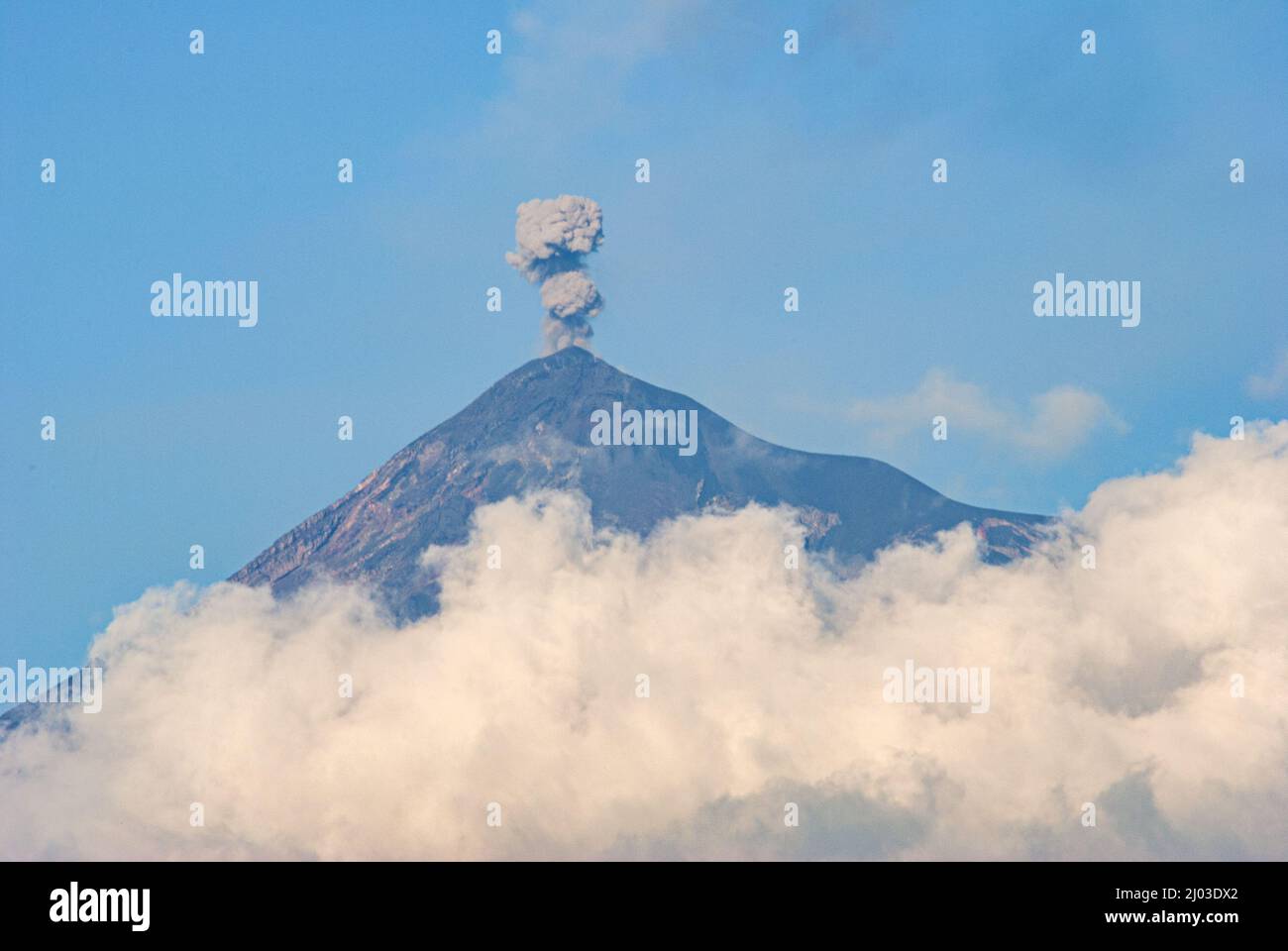 Panoramic view of crater volcan active in Guatemala called Fuego ...