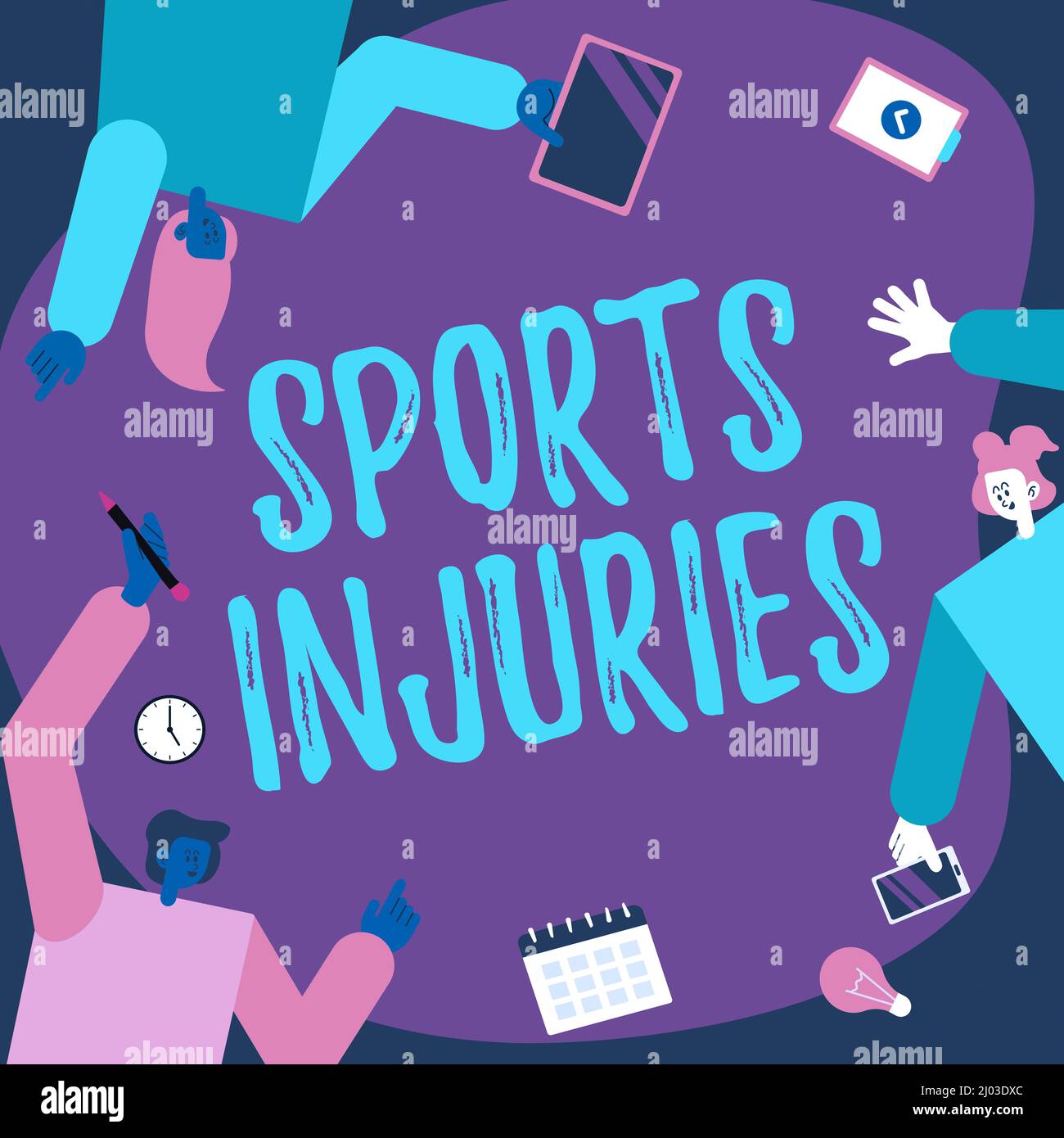 Hand writing sign Sports Injuries. Internet Concept kinds of injury ...