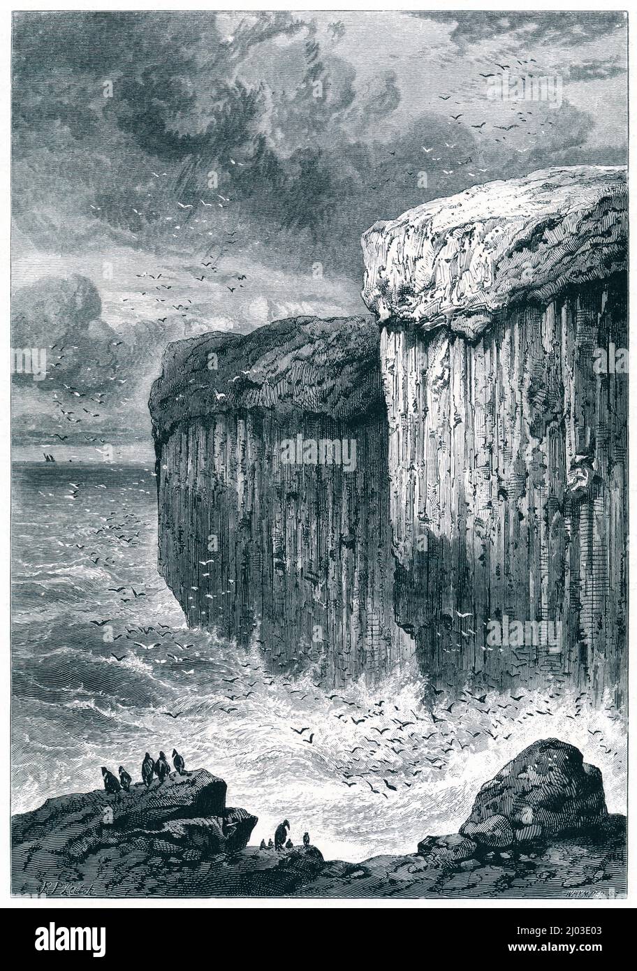 Basalt columns at the entrance to Fingal's Cave, Staffa, Scotland, UK ...