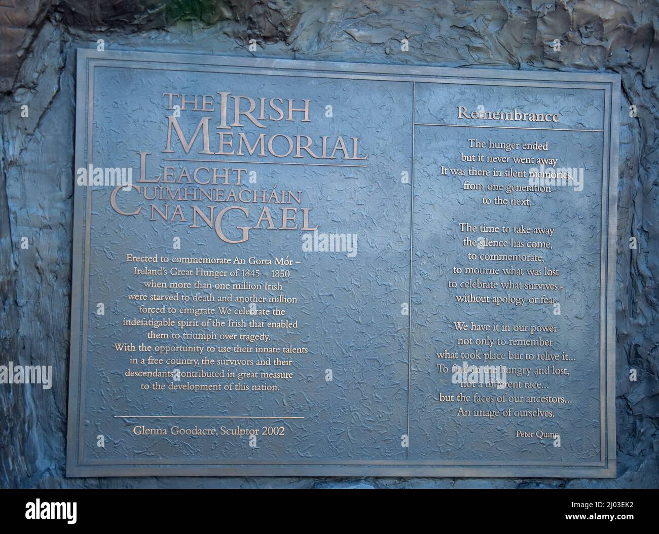 Memorial to the Irish Immigrants, Philadelphia, Pennsylvania, USA Stock ...