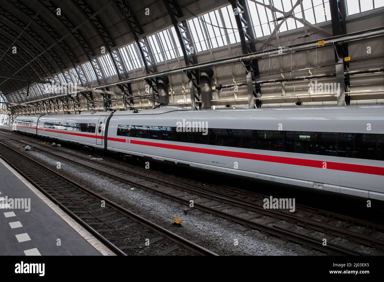 Long ICE Train At The Central Train Station At Amsterdam The ...