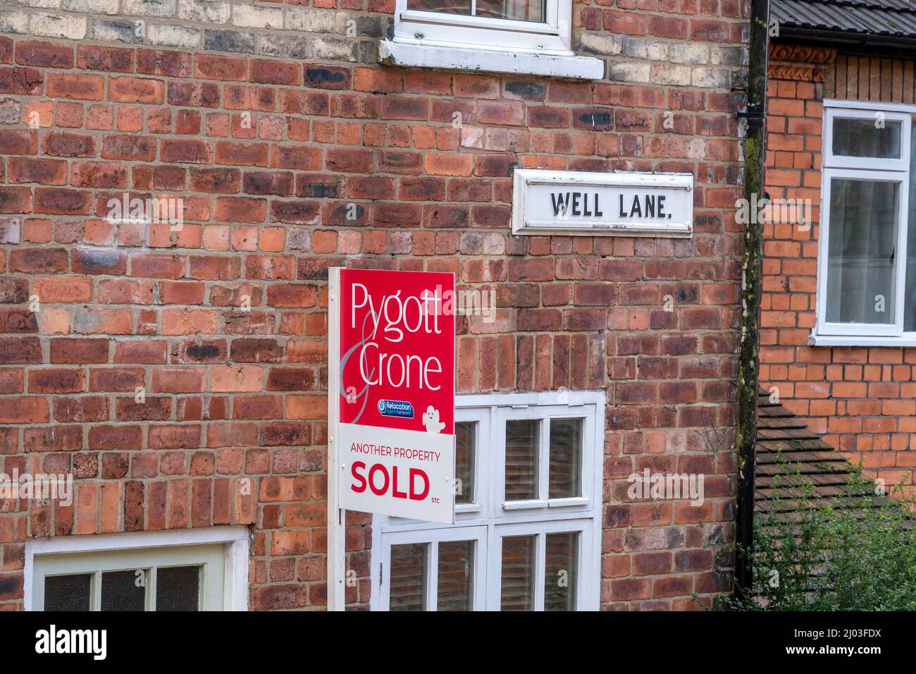 Estate agent sold sign Well Lane Lincoln 2022 Stock Photo - Alamy