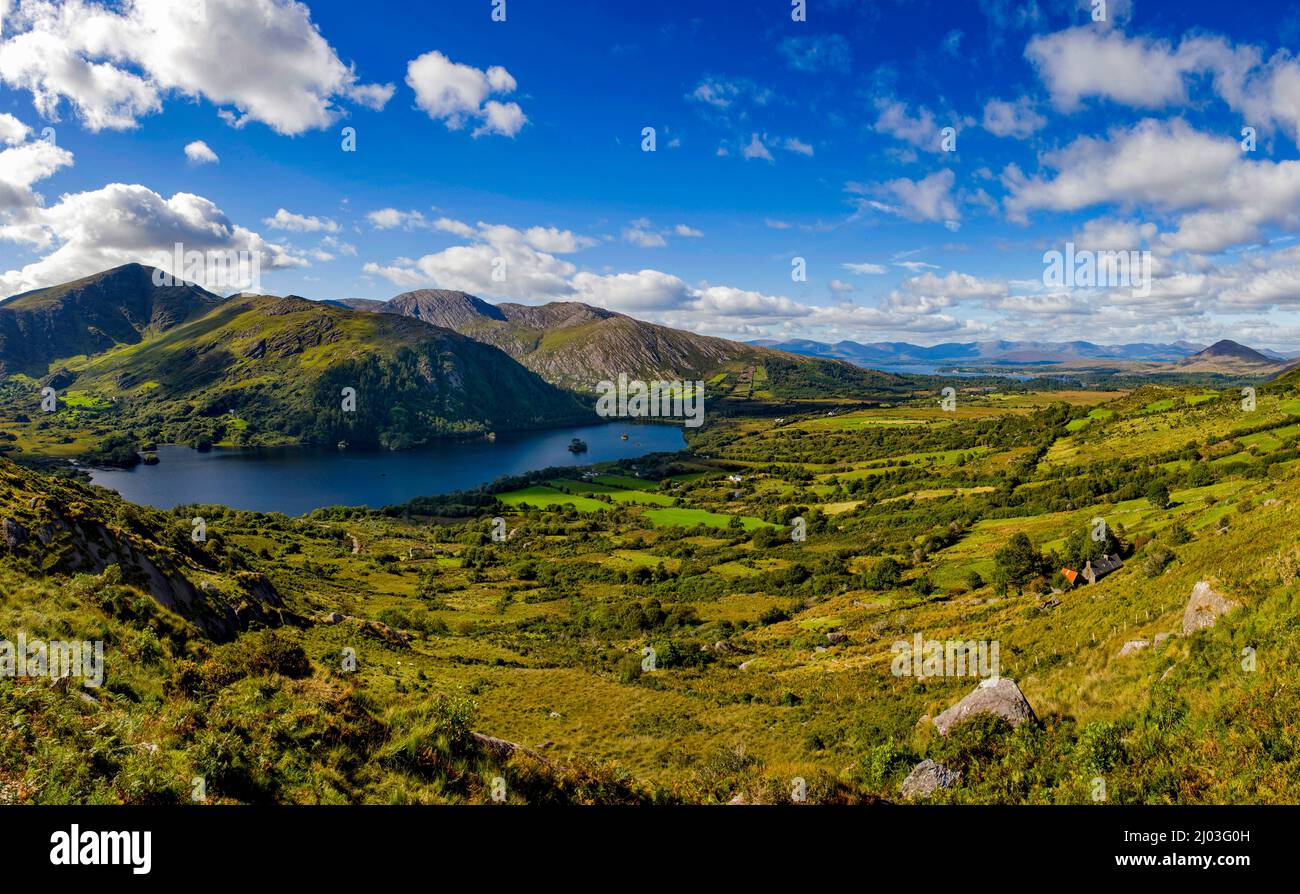 Looking towards Lauragh and Kenmere River, from Glanmore Lake, Healy ...