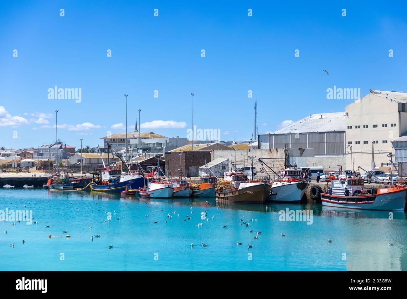 Harbour and boats in the town of Lamberts bay in the Western Cape ...
