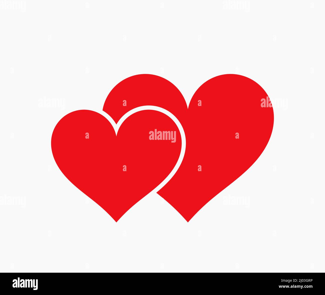 Two cute hearts isolated on white background. Vector illustration Stock ...