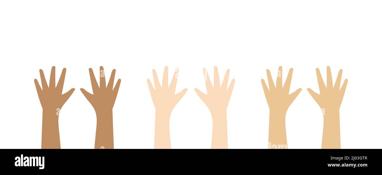 Different skin tones hands together Stock Vector Images - Alamy