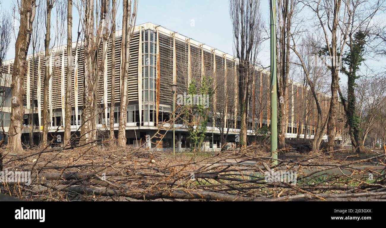 Ruins of Palazzo del Lavoro (translation Palace of Work) designed by ...