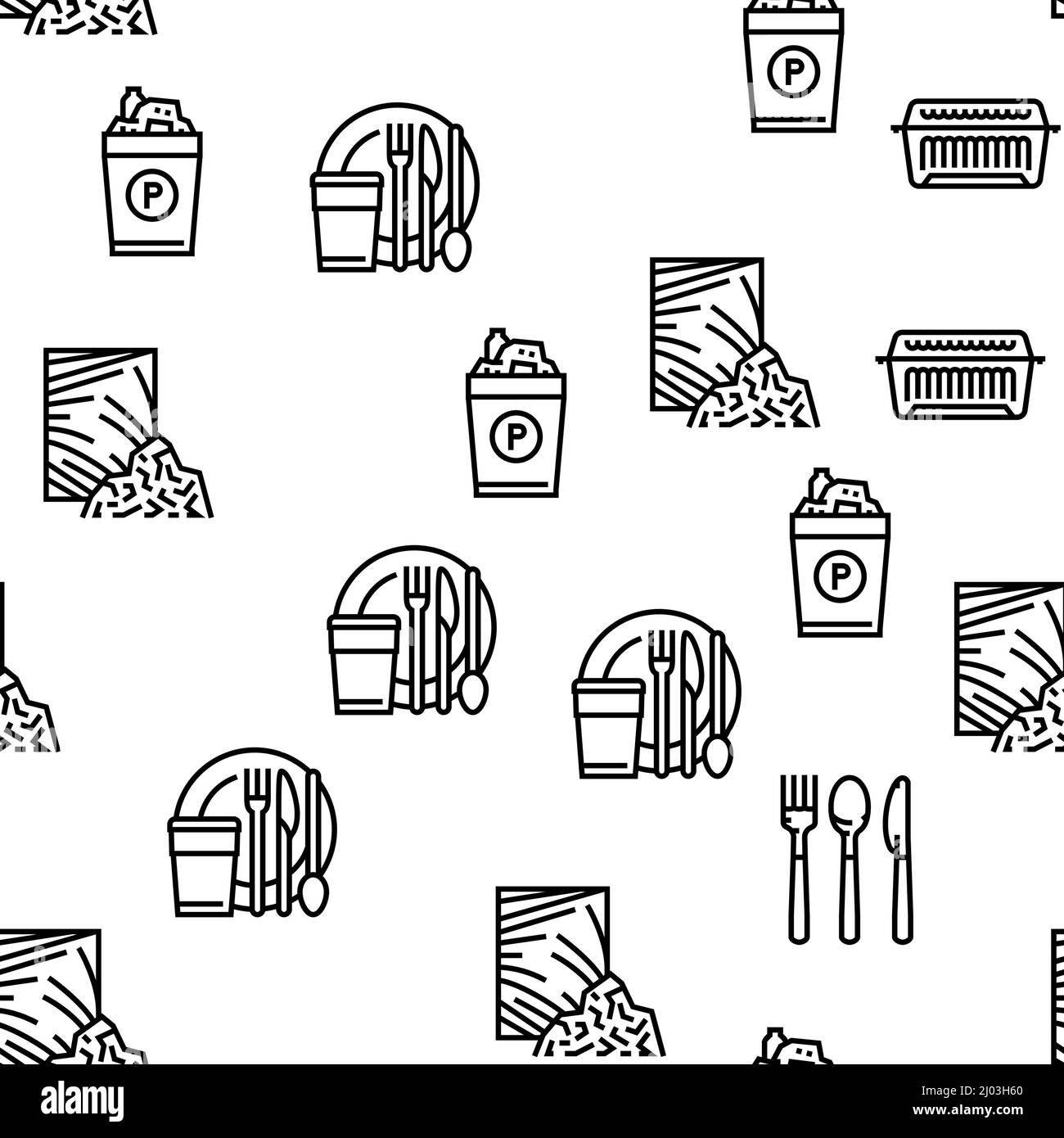 Plastic Accessories And Utensil Vector Seamless Pattern Stock Vector ...
