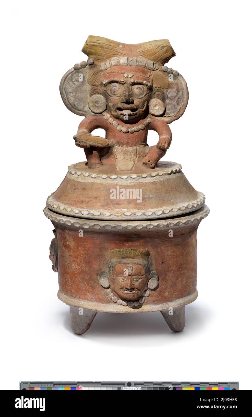 Lidded Tripod Vessel with Maize Deity. Guatemala, El Quiché, Maya, 650 ...
