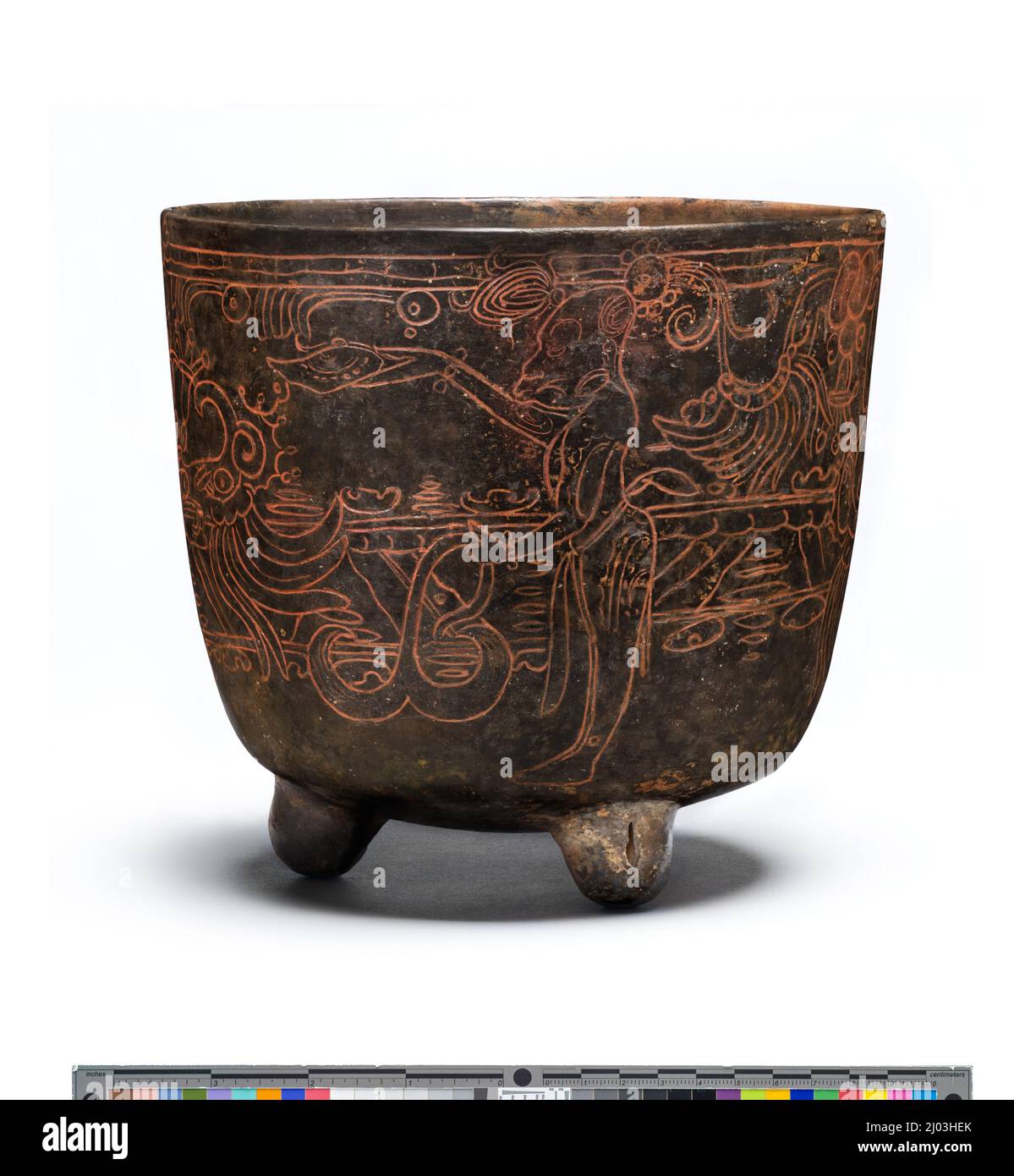 Bowl with Maize God and Chahk in Watery Locale. Guatemala, Petén, Maya ...