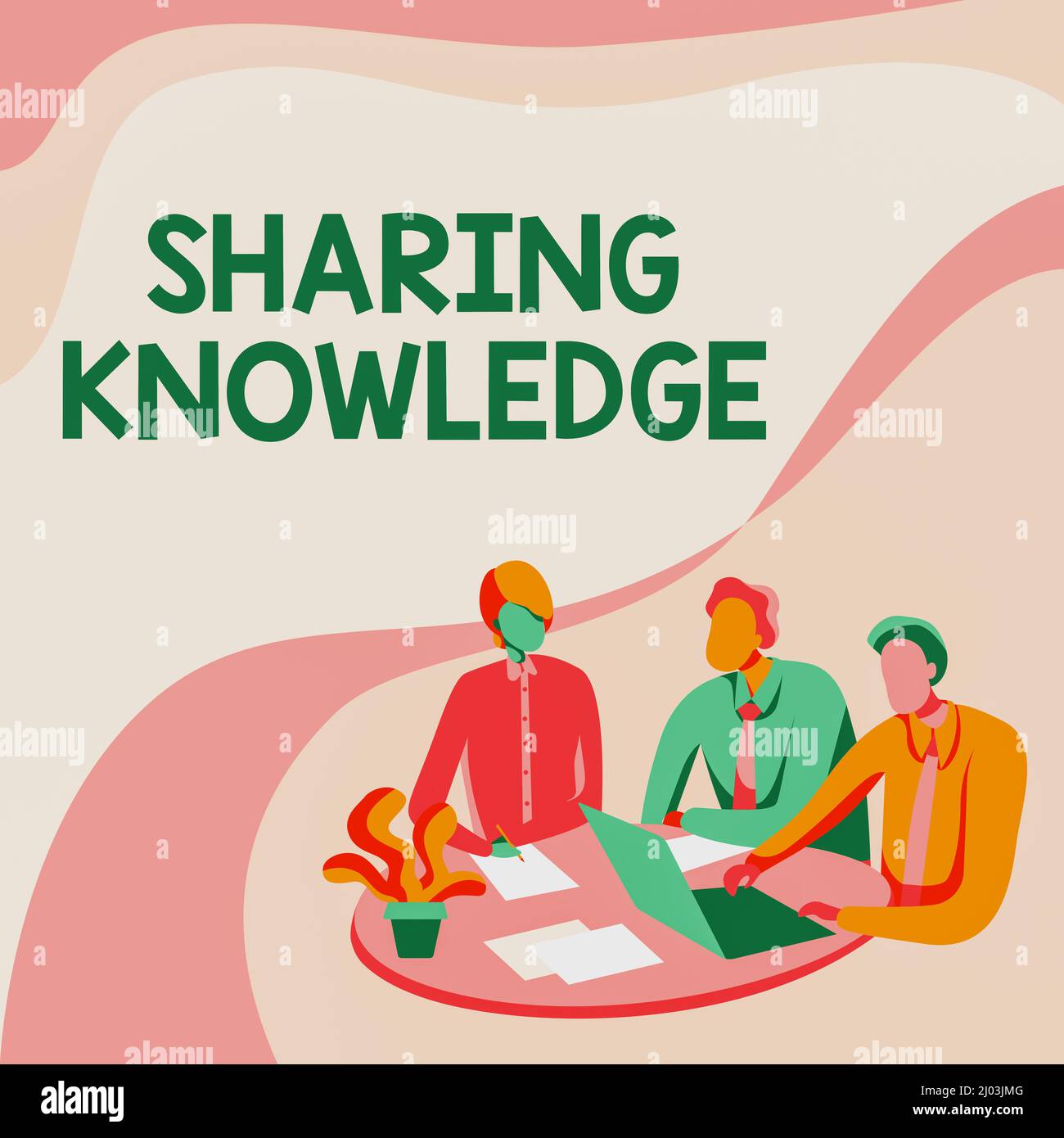 Text caption presenting Sharing Knowledge. Concept meaning knowledge is ...