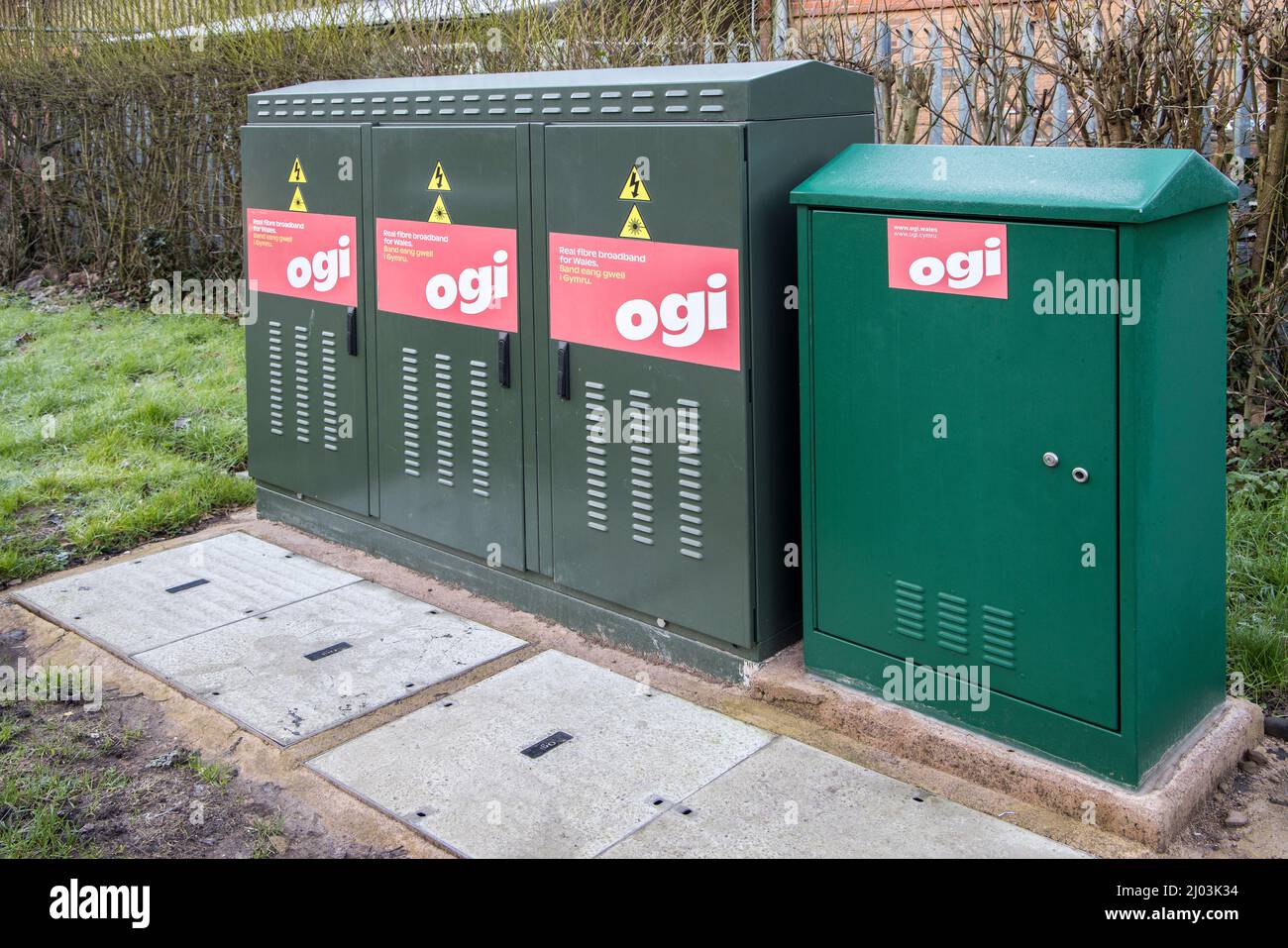 Ogi broadband fibre installations, Abergavenny, Wales, UK Stock Photo ...