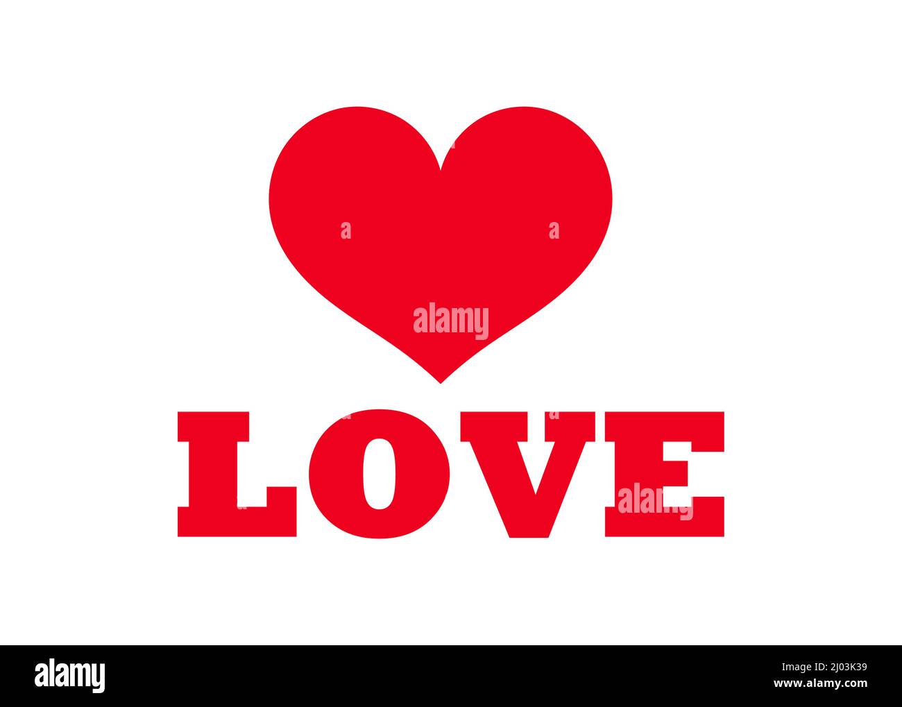 Red heart and love word isolated on white background. Vector ...