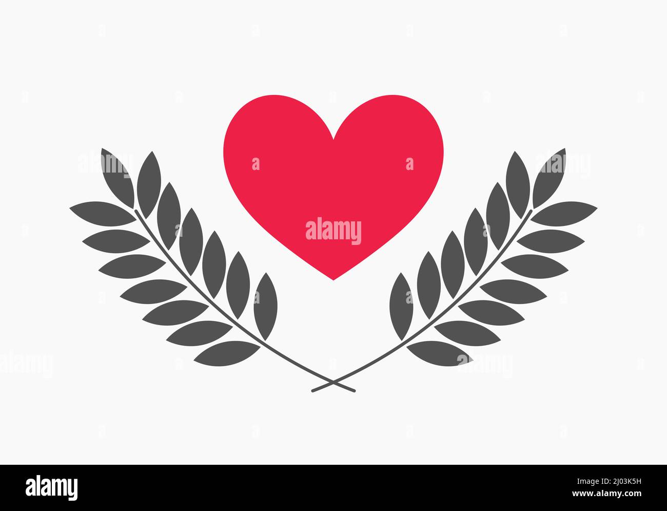 Red heart and plant branches symbols. Vector illustration Stock Vector ...