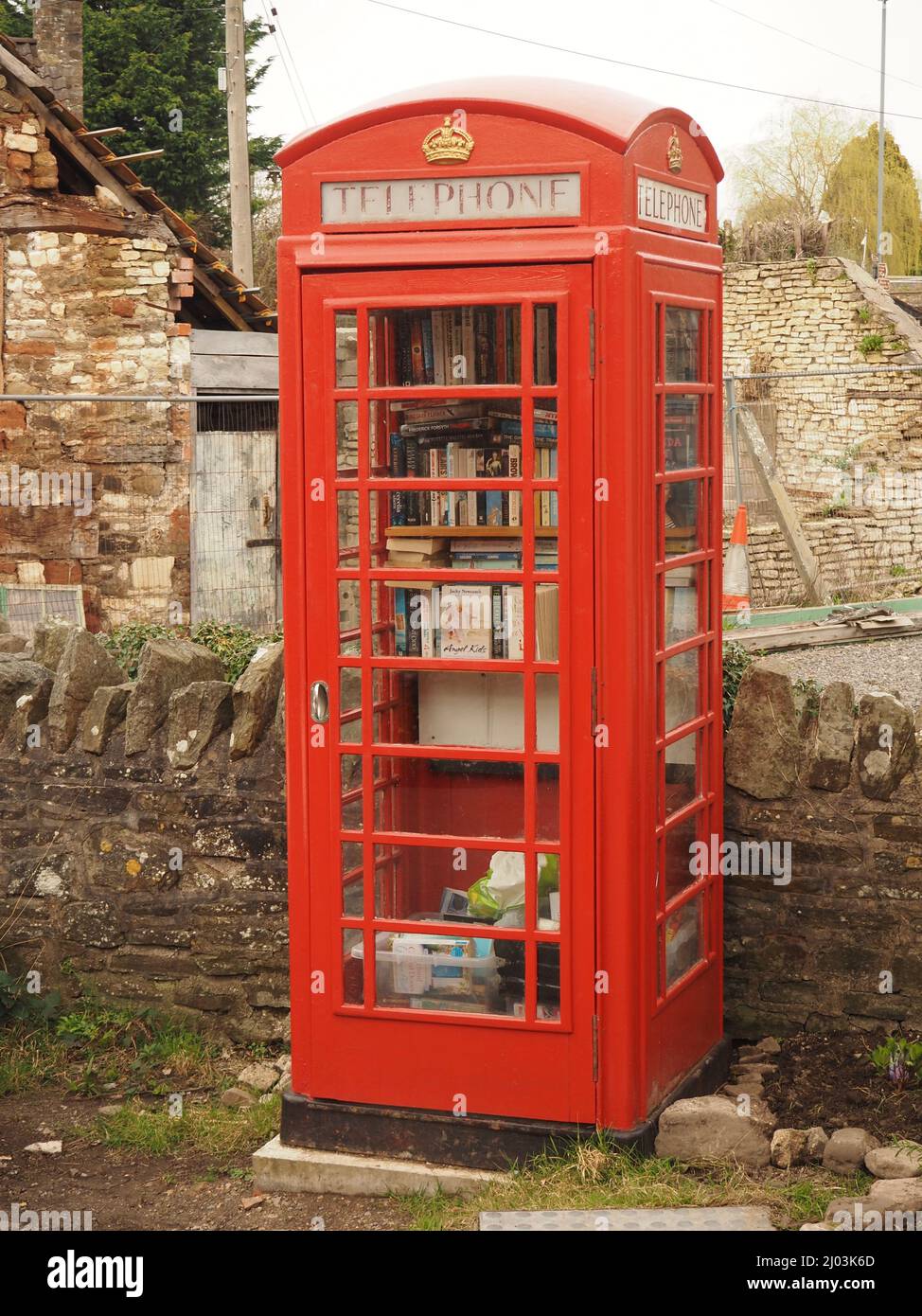 Repurposed phone box in Pensford, Somerset UK now used by the community ...