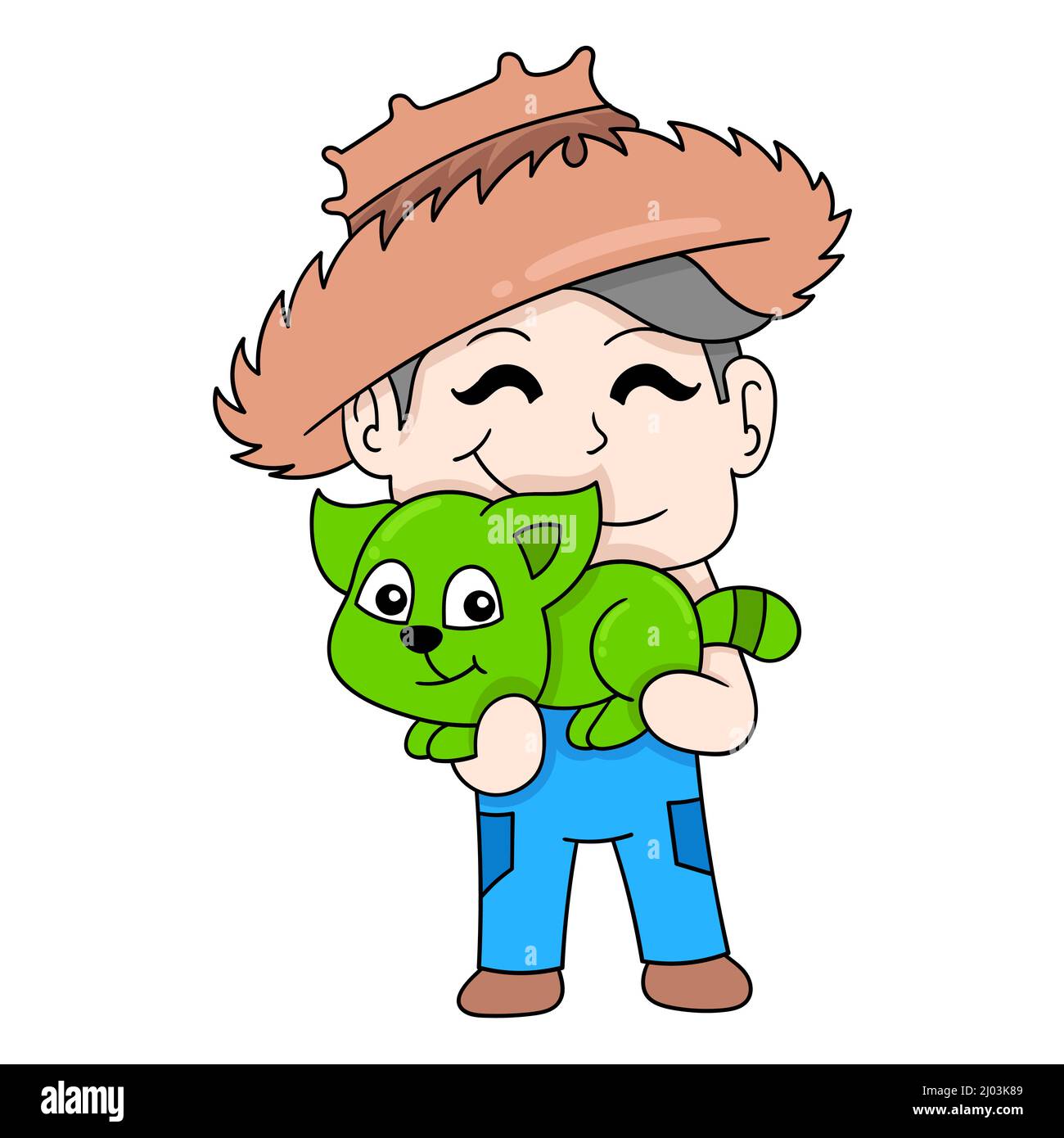 Farmer boy character icon Stock Vector Images - Alamy