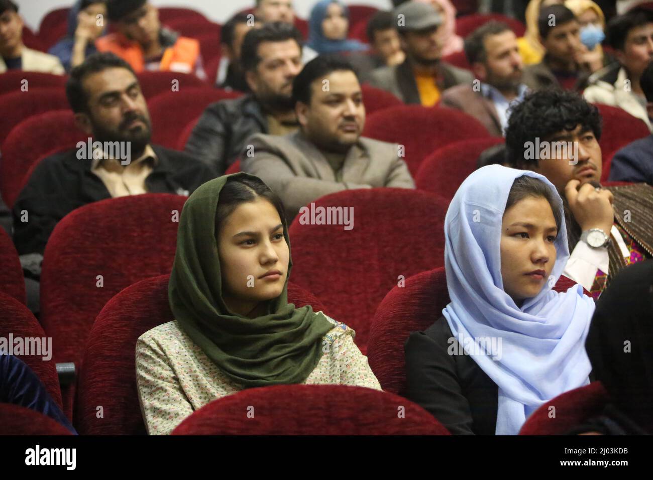Kabul, Afghanistan. 10th Mar, 2022. People watch the first-ever TV ...