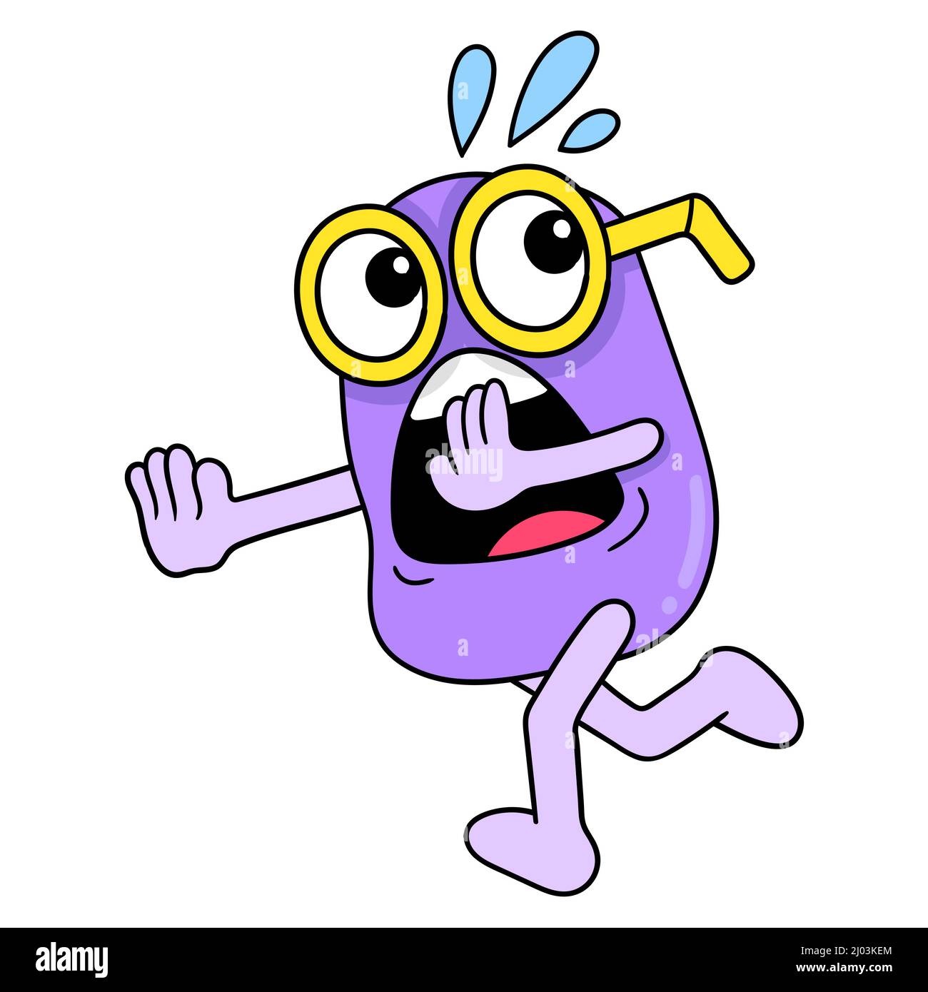 cute creature with glasses running scared Stock Vector Image & Art - Alamy