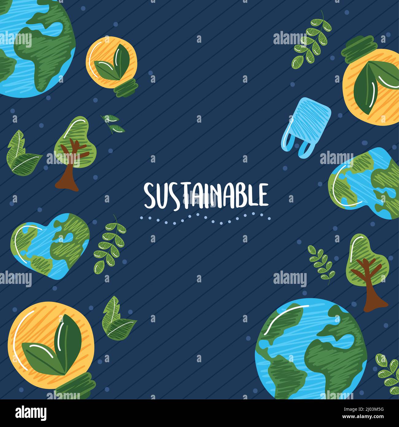 sustainable lettering with icons frame Stock Vector Image & Art - Alamy