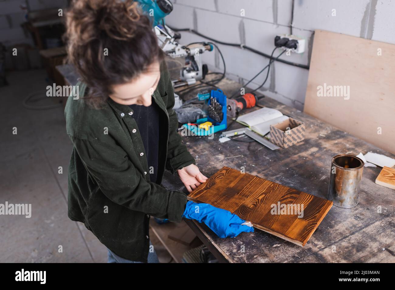 Applying stain hi-res stock photography and images - Alamy