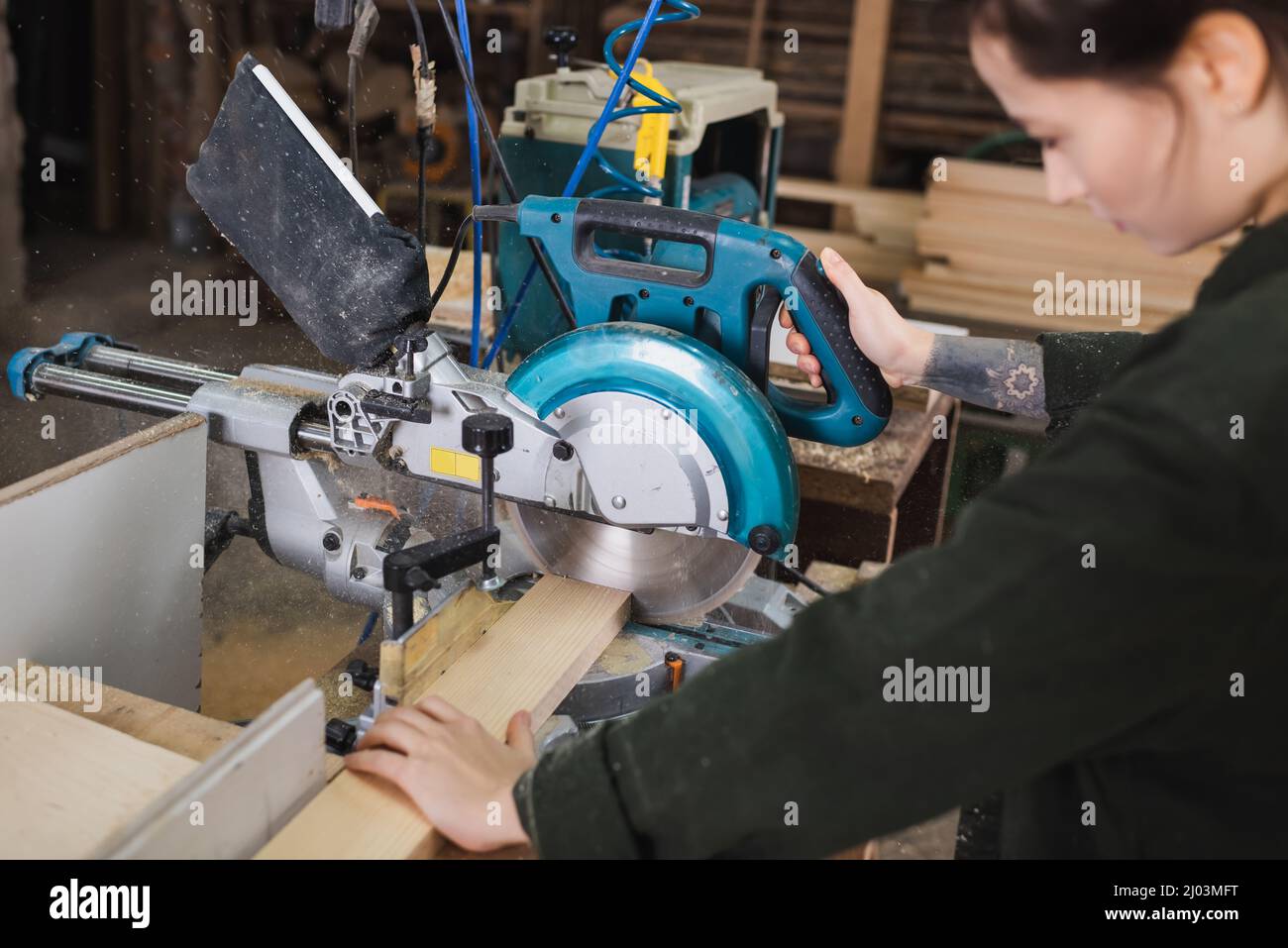 Using miter saw hi-res stock photography and images - Alamy