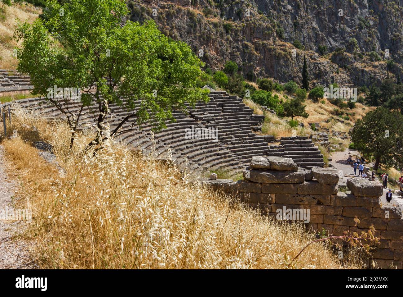 Ruins of Ancient Greek archaeological site of Delphi, Central Greece ...