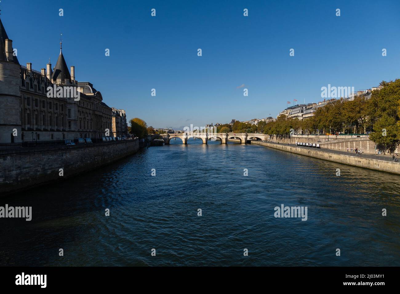 Beautiful shot of the Clock of the Cite Palace from the bridge Stock ...