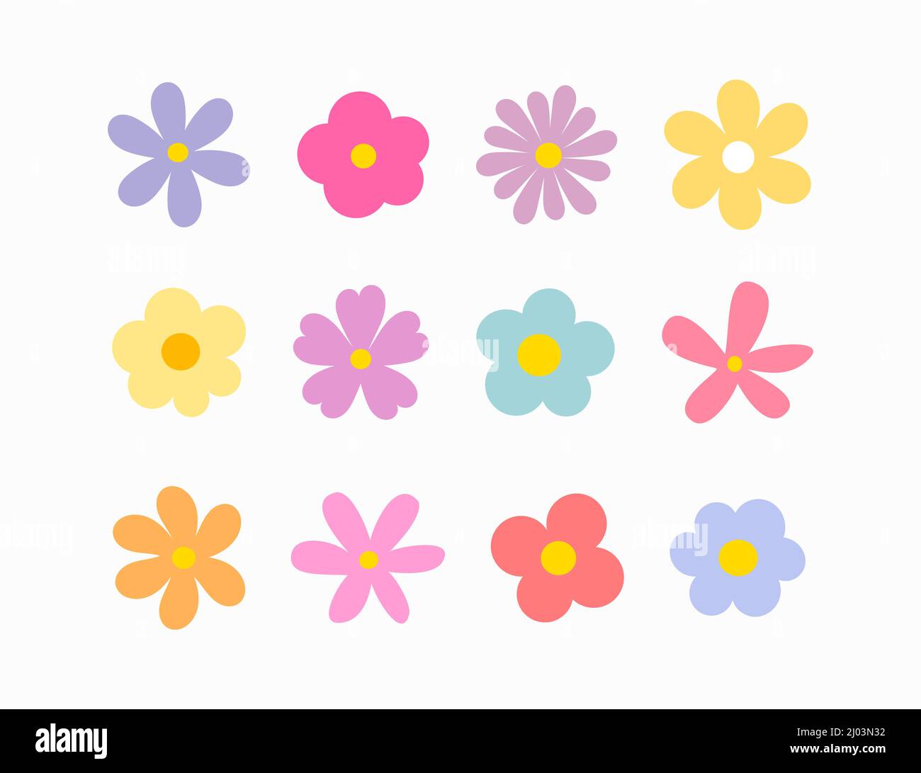 Cute flowers icons set. Vector illustration Stock Vector Image & Art ...