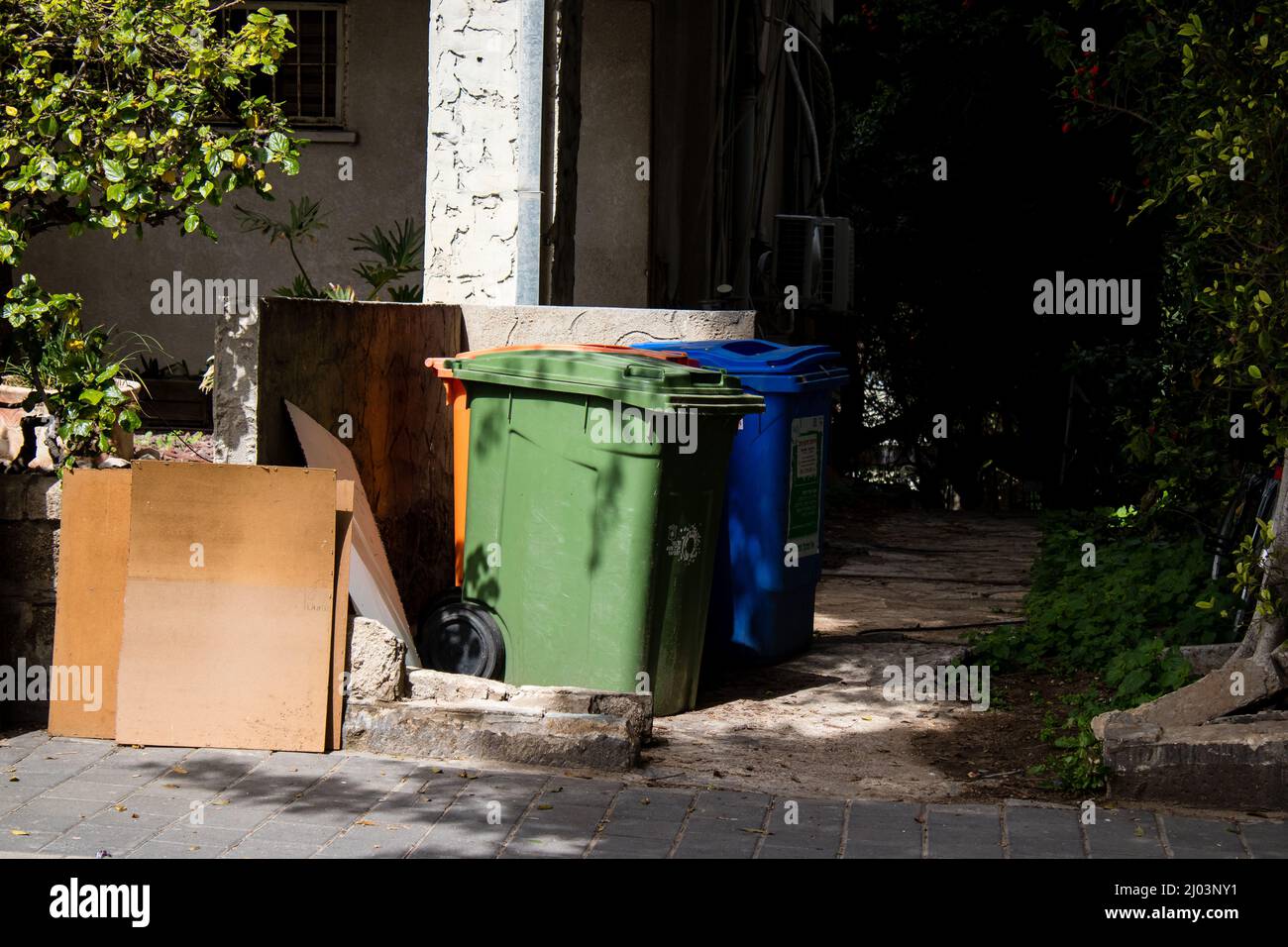 Tel Aviv, Israel - March 15, 2022 Garbage container located in the ...