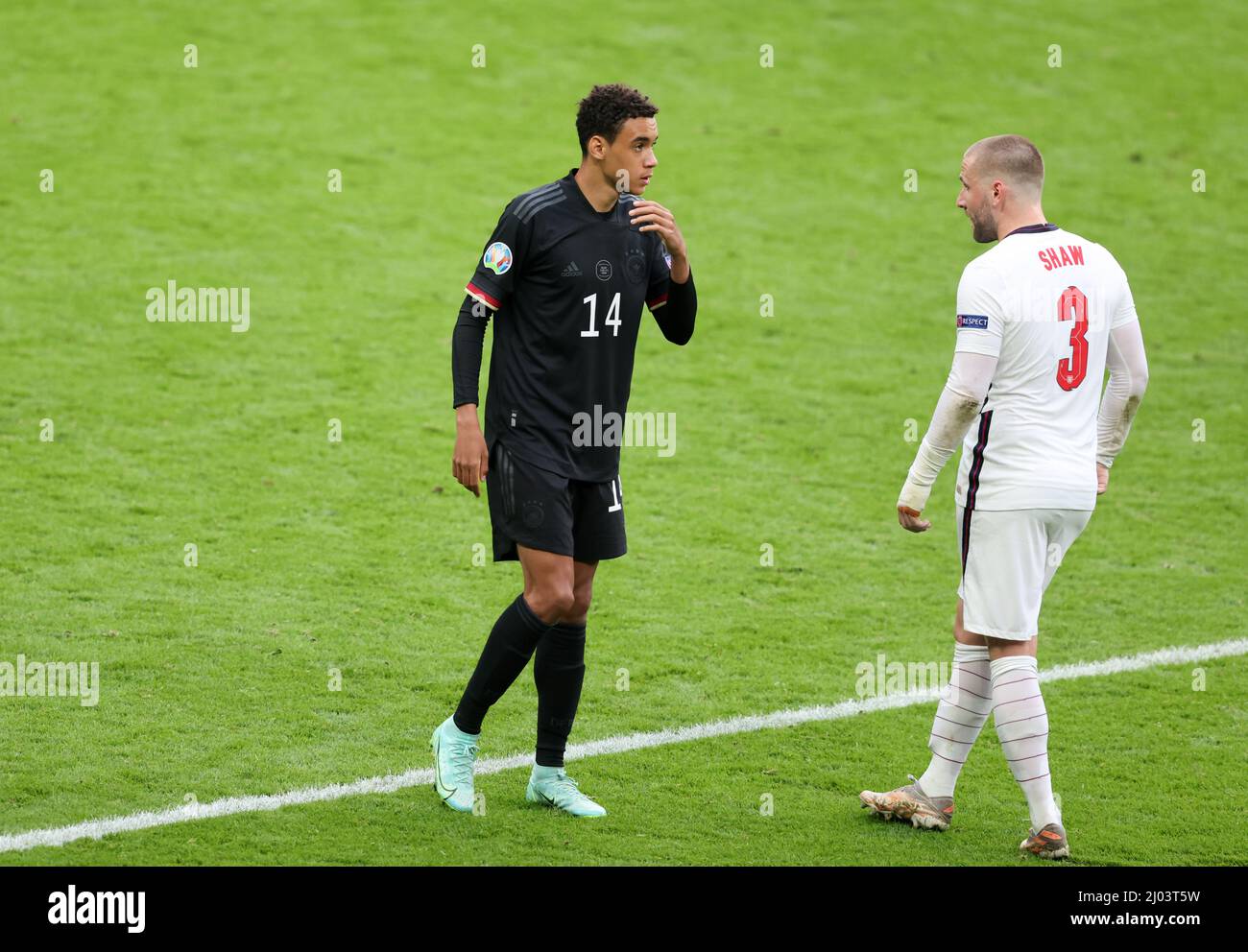 Jamal Musiala of germany Luke Shaw of England UEFA Euro 2020 Stadion ...