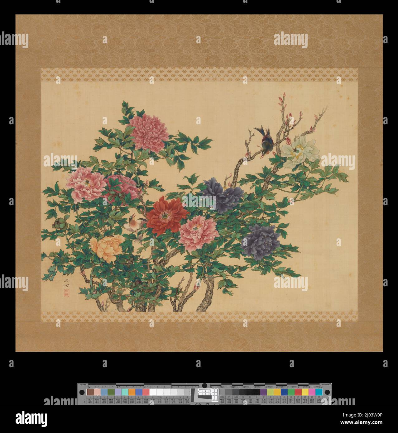 Peonies and Birds. Okamoto Shūki (Japan, 1807-1862). Japan, 19th ...