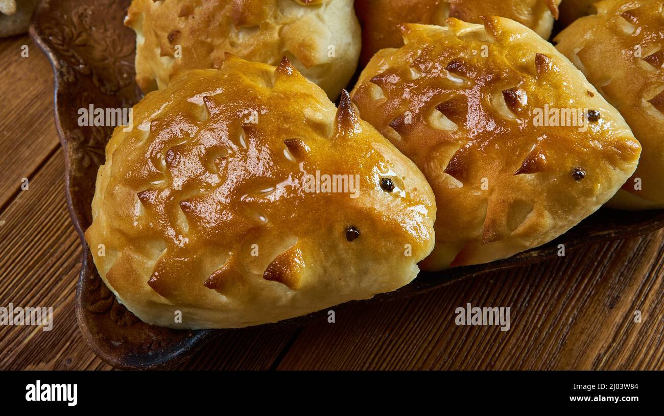 Children's pies figurines hedgehogs clope up Stock Photo - Alamy