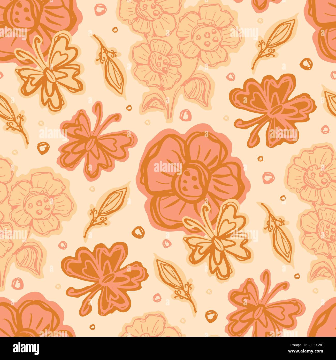 Natural chic boho flower seamless pattern in ditzy wildflower style ...