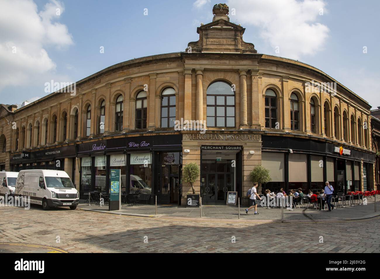 Scenic view of the facade of the Merchant Square in Glasgow, Scotland ...