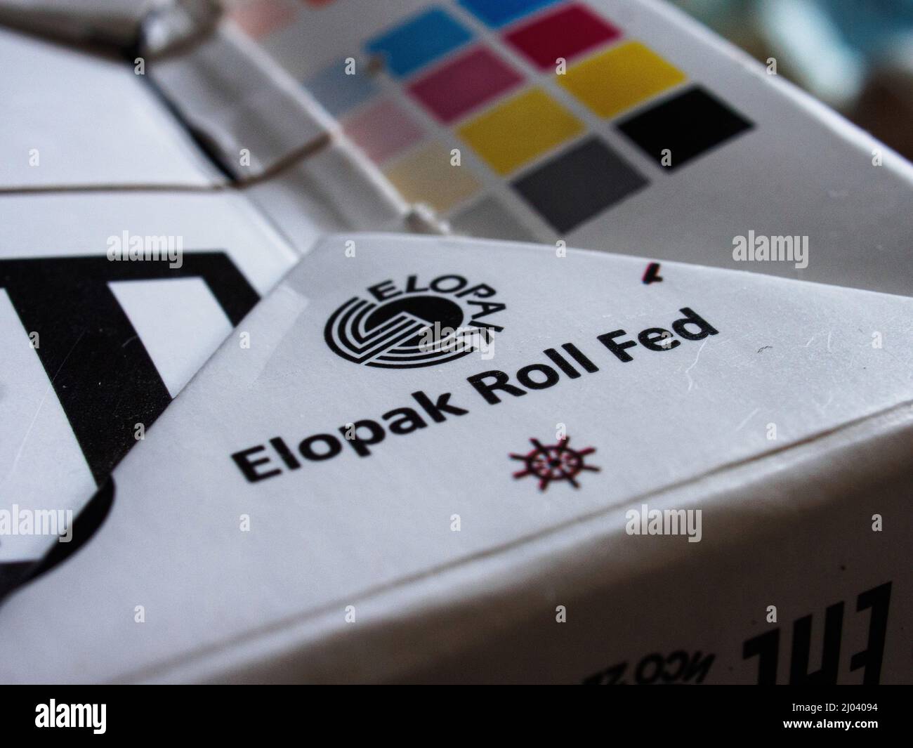 Moscow, Russia. 16th Mar, 2022. A dairy packaging is seen with the ...