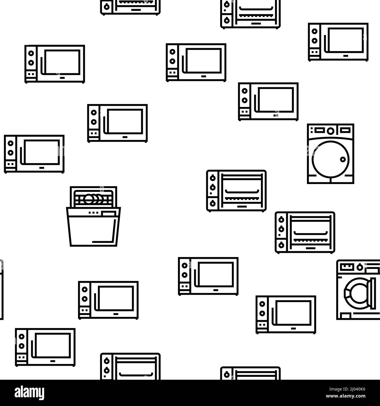 Appliances Domestic Equipment Vector Seamless Pattern Stock Vector ...