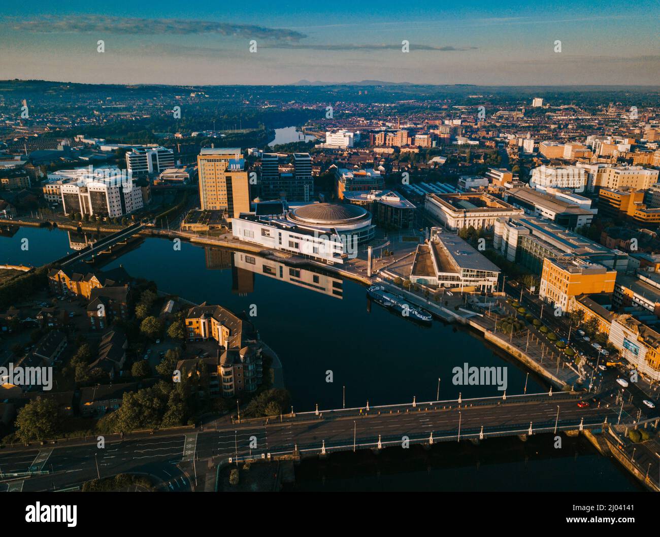 Aerial view of Belfast at Dawn, Northern Ireland Stock Photo - Alamy