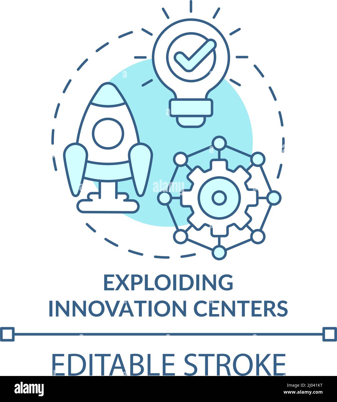 Exploding innovation centers turquoise concept icon Stock Vector Image ...
