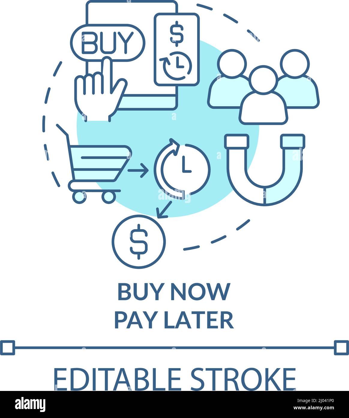 Buy now pay later turquoise concept icon Stock Vector Image & Art - Alamy