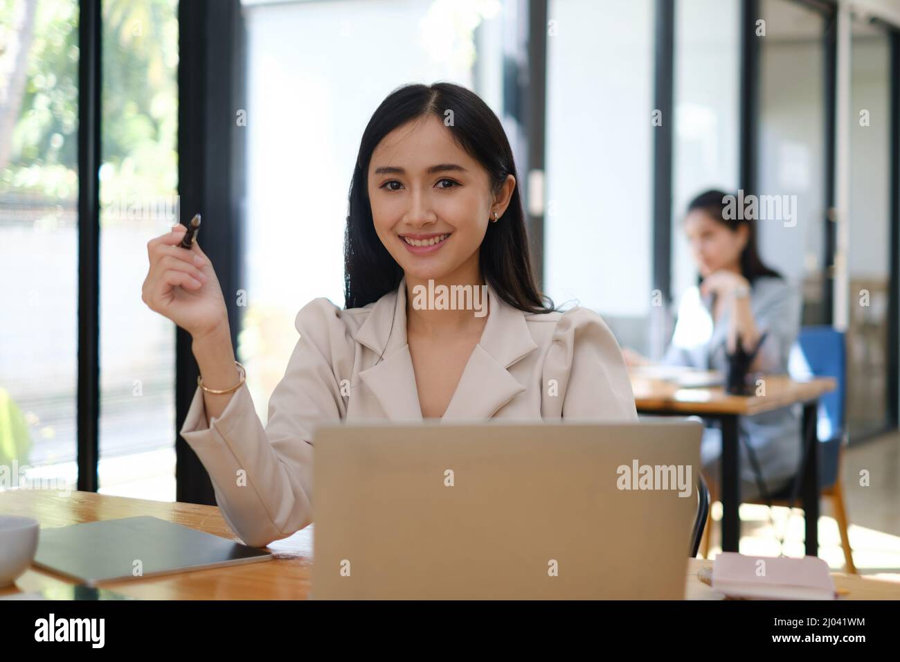 Asian accountant woman working audit budget and finance of company on ...